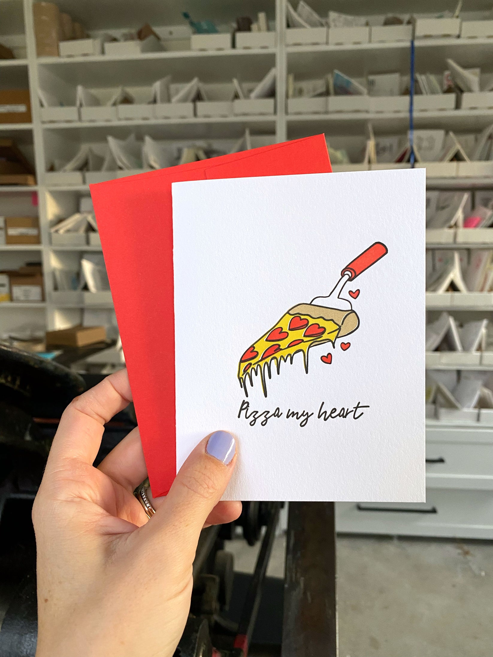 Pizza My Heart Letterpress Valentines Day Card – Stack Paper Press