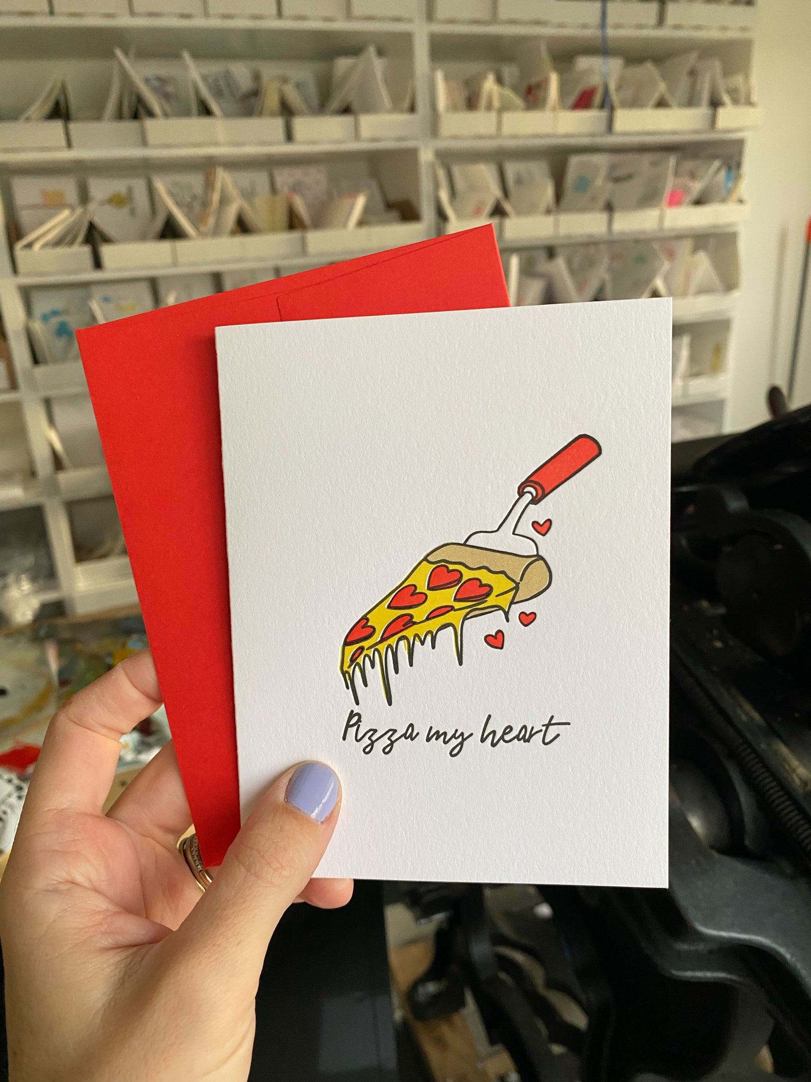 Pizza My Heart Letterpress Valentines Day Card – Stack Paper Press