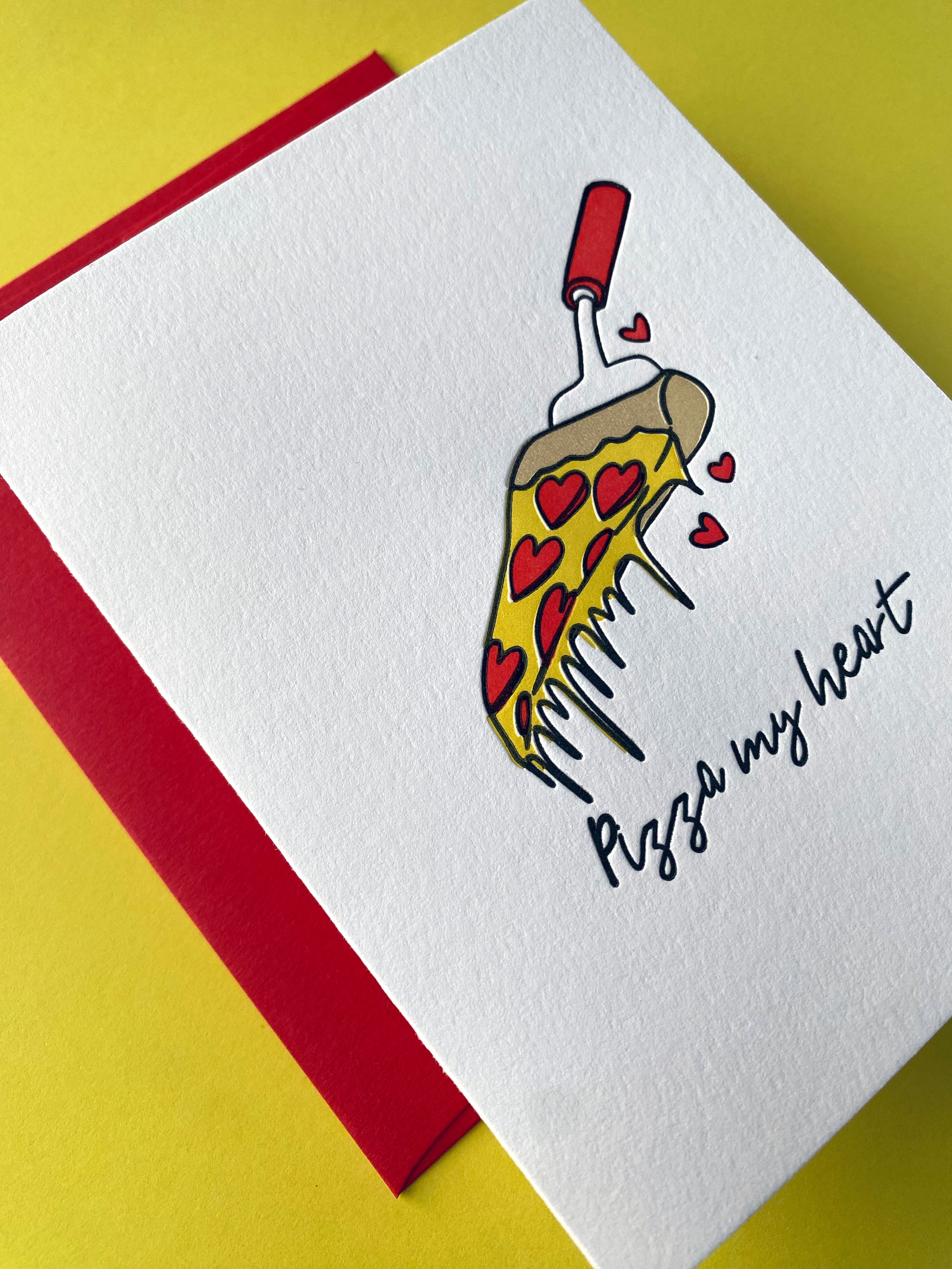 Pizza My Heart Letterpress Valentines Day Card – Stack Paper Press