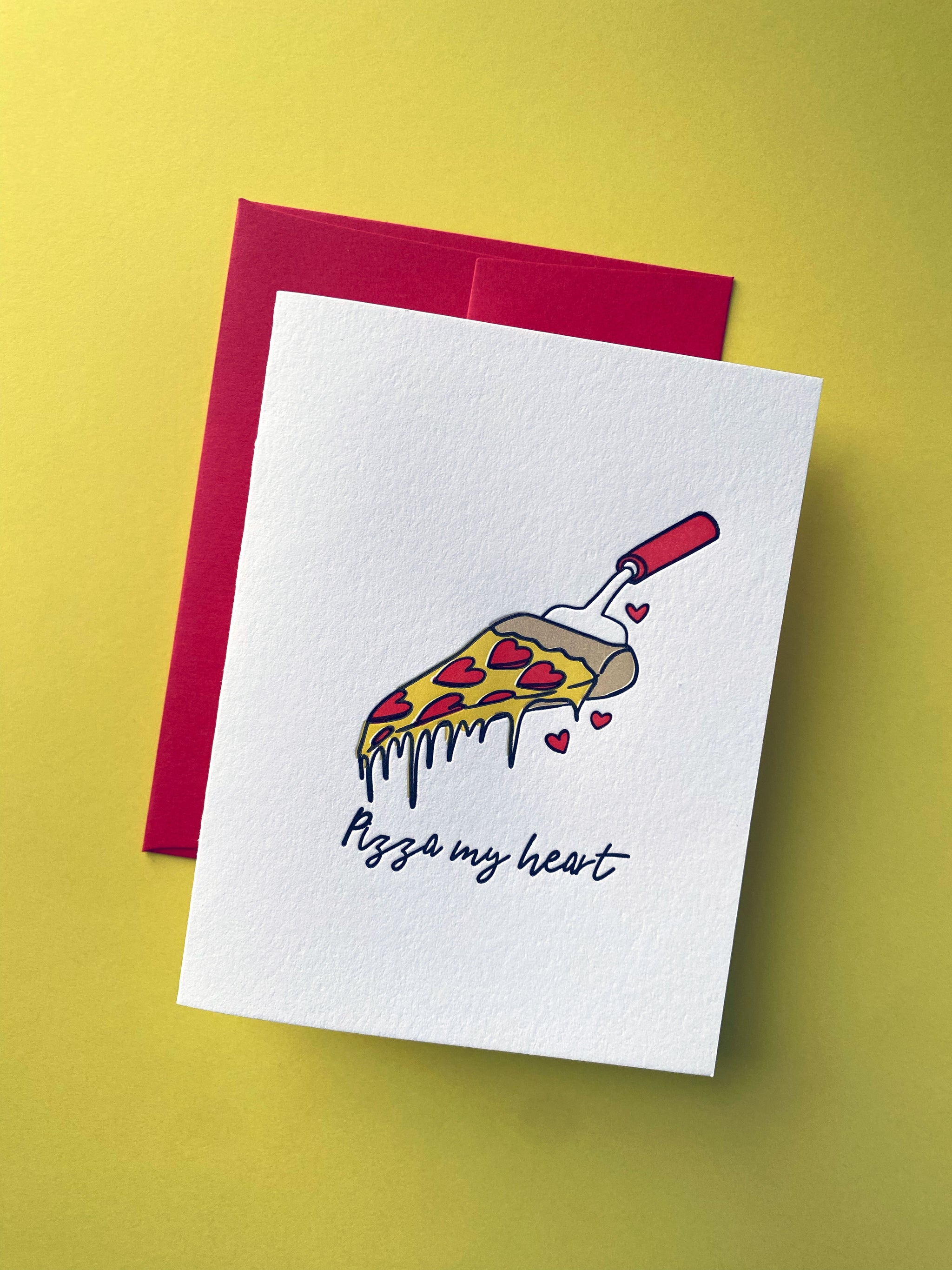 Pizza My Heart Letterpress Valentines Day Card – Stack Paper Press