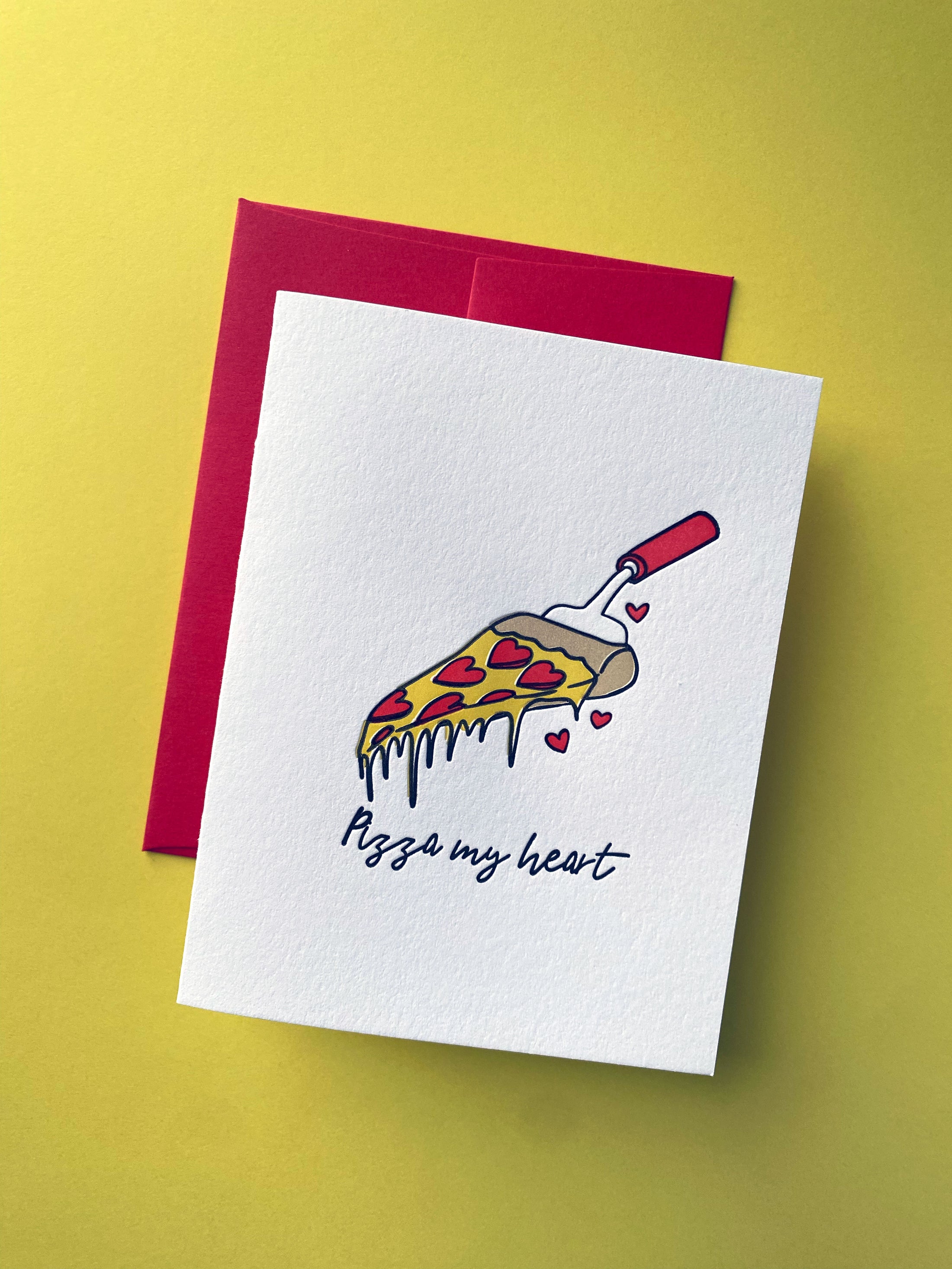Pizza My Heart Letterpress Valentines Day Card – Stack Paper Press